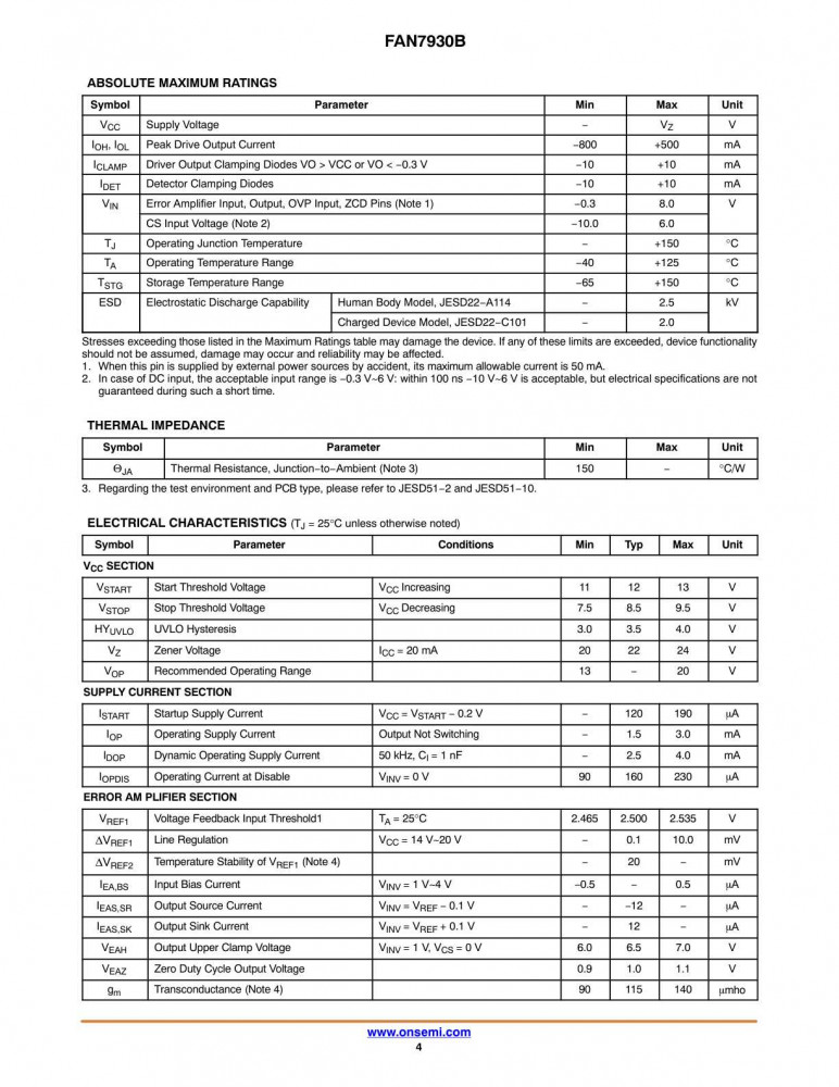 FAN7930B datasheet page 4