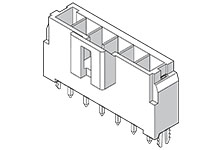 Ultra-Fit Vertical Header, 3.50mm Pitch, Single Row, 6 Circuits, with Solder Clips, 0.76µm Gold (Au) Plating, Glow-Wire Capable, Black