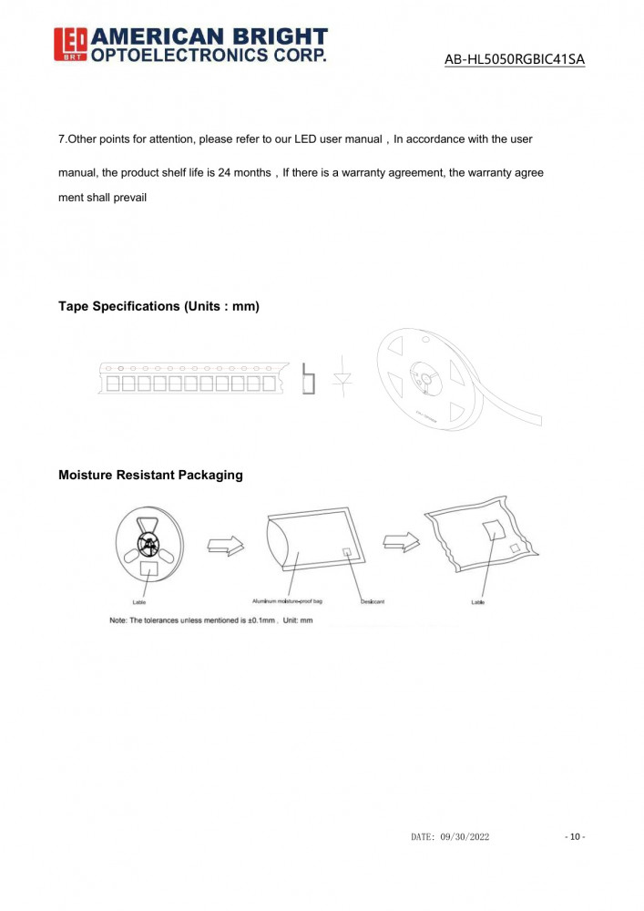 AB-HL5050RGBIC41SA technical document, page 9