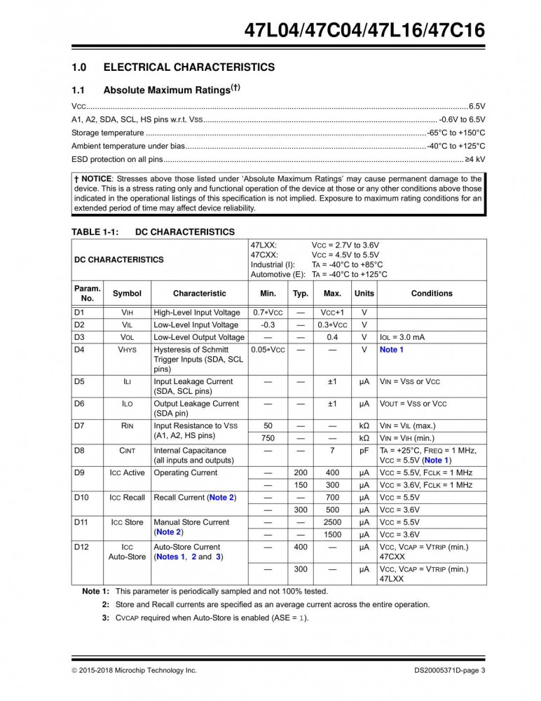 47C04-E/P datasheet page 3