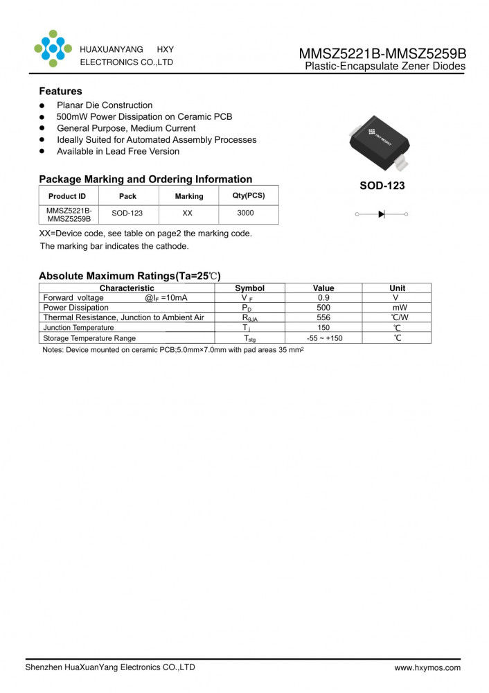 MMSZ5231B datasheet page 1