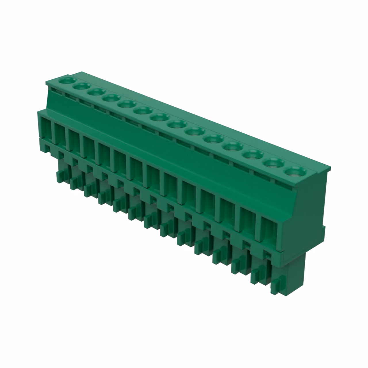 3.81mm Pitch Eurostyle Vertical Plug, Front Wire Entry, Green Housing, Gold (Au) Plated, 14 Circuits for sale