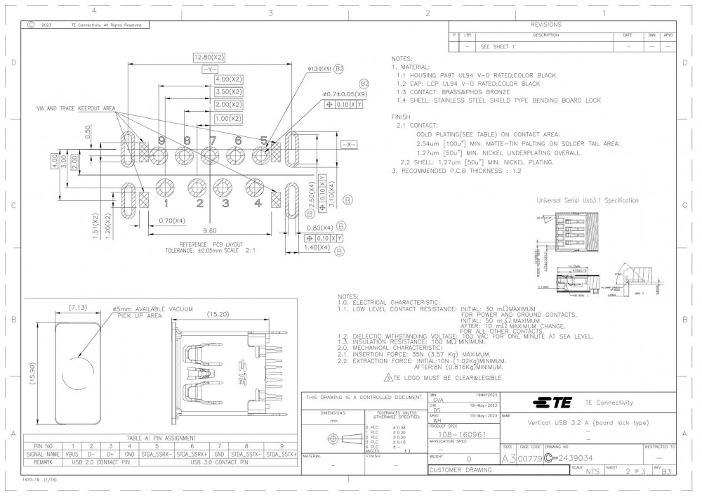 TE Connectivity 2439034-1 technical drawing page 2