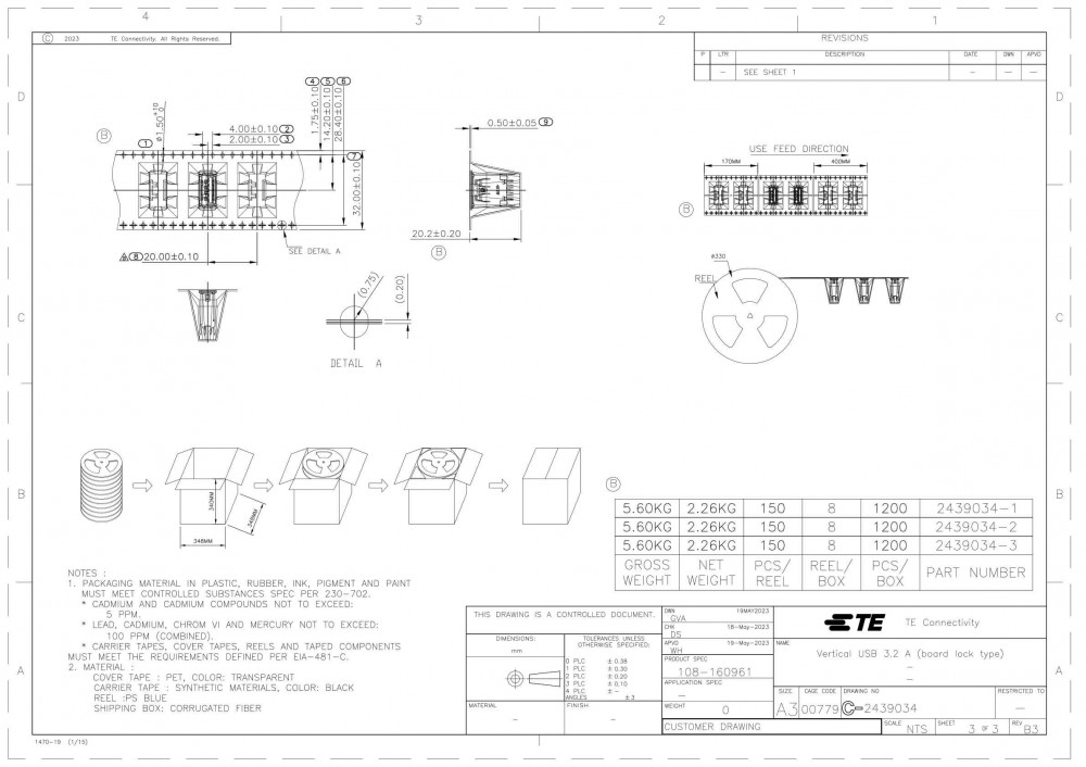 TE Connectivity 2439034-1 technical drawing page 3