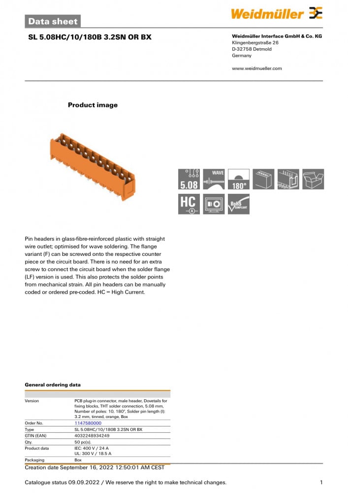WEIDMULLER 1147580000 document page 1