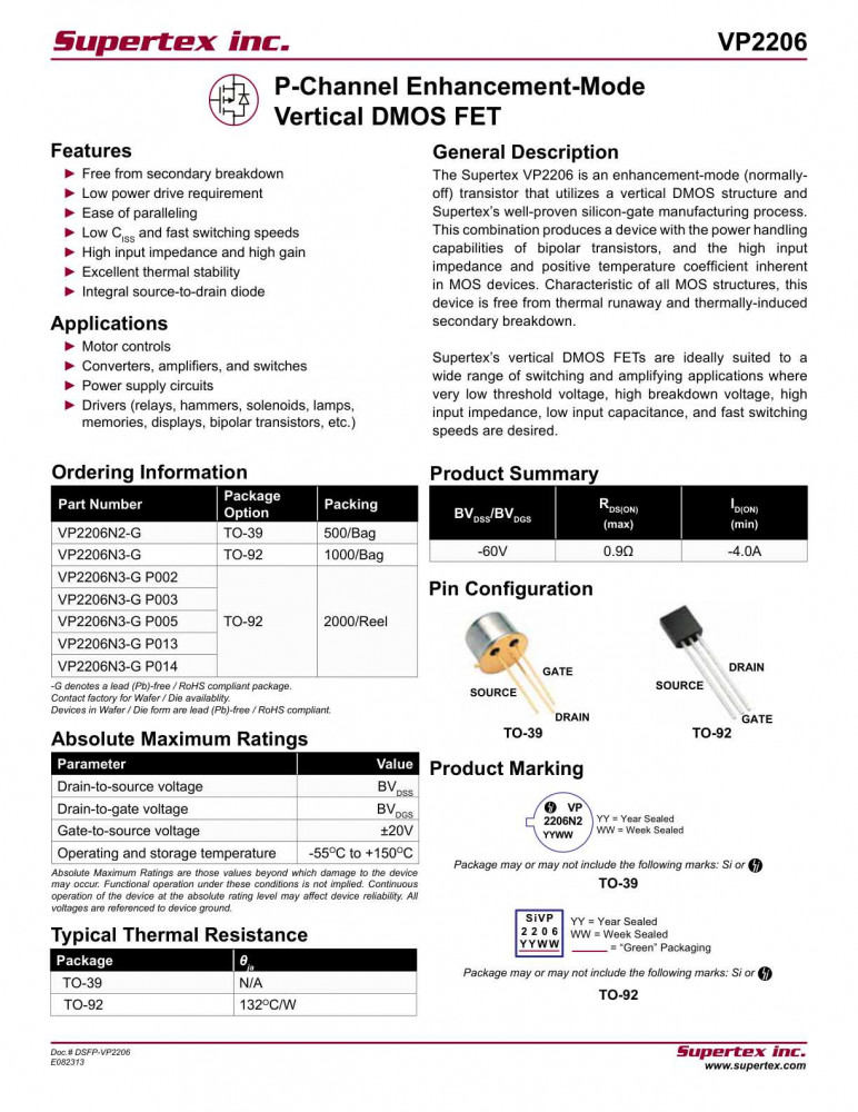VP2206N2 datasheet page 1
