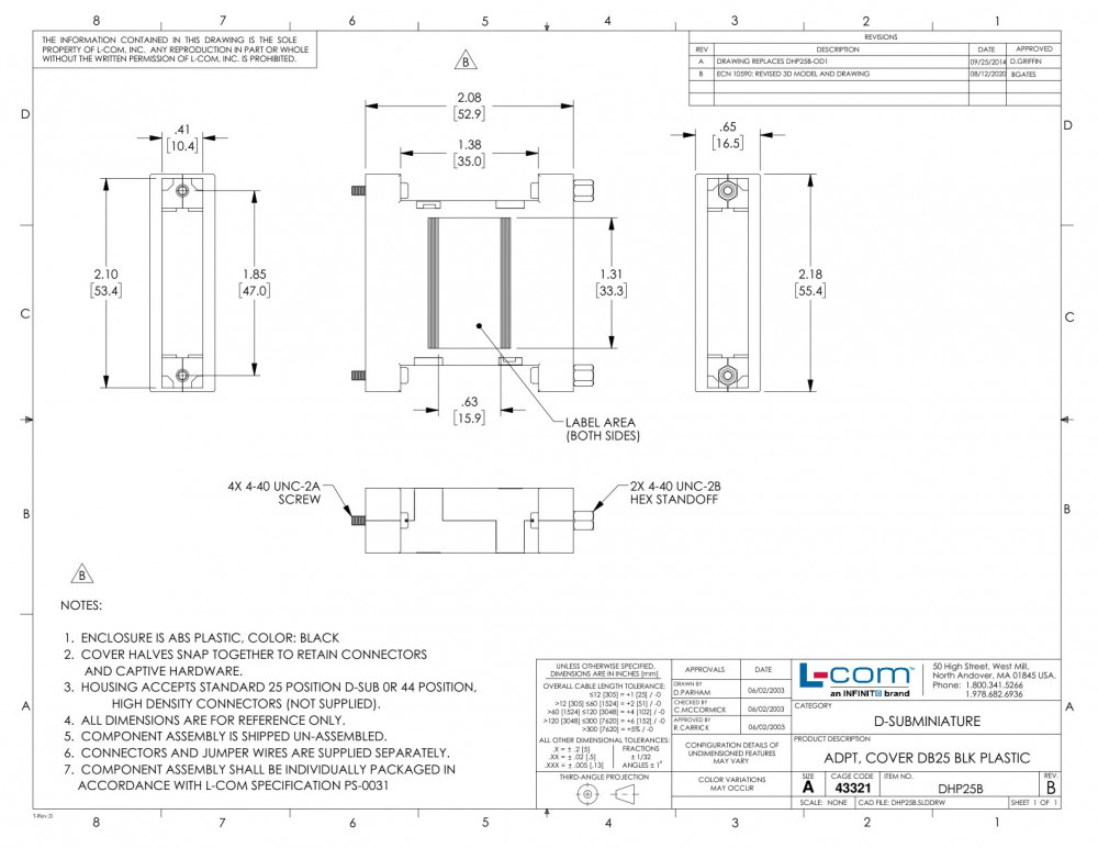 L-com DHP25B product drawing