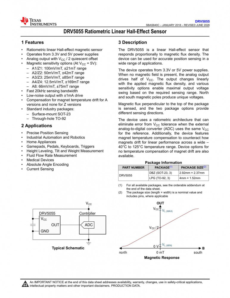 DRV5055 document preview, page 1