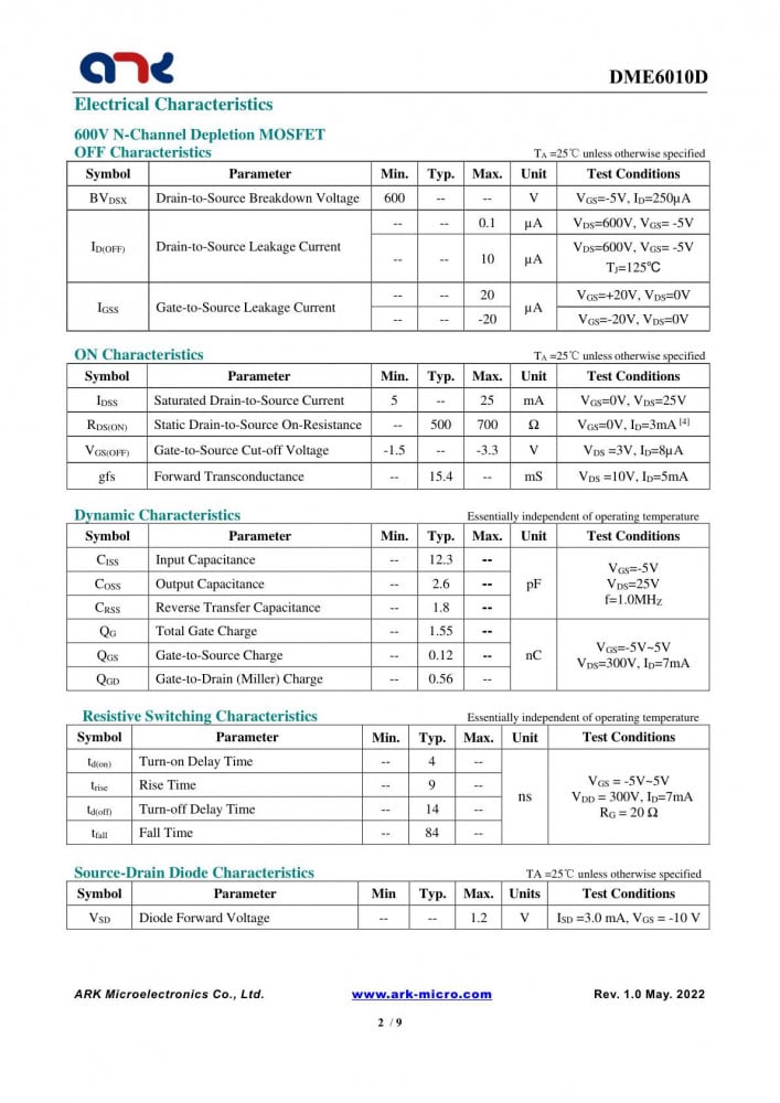 DME6010D datasheet page 2