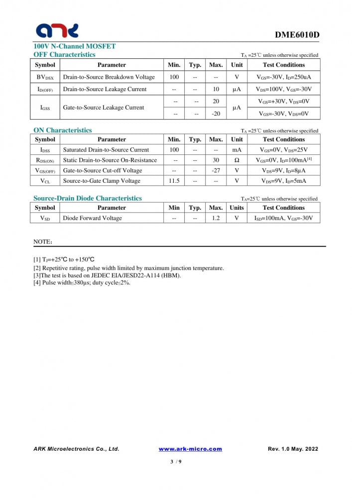 DME6010D datasheet page 3