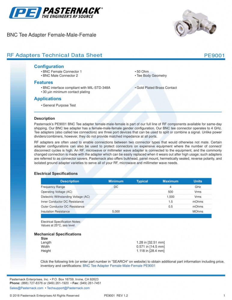 PE9001 technical document page 1