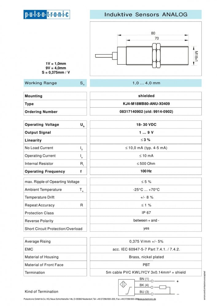 Altech KJ4-M18MB80-ANU-X0409 technical document page
