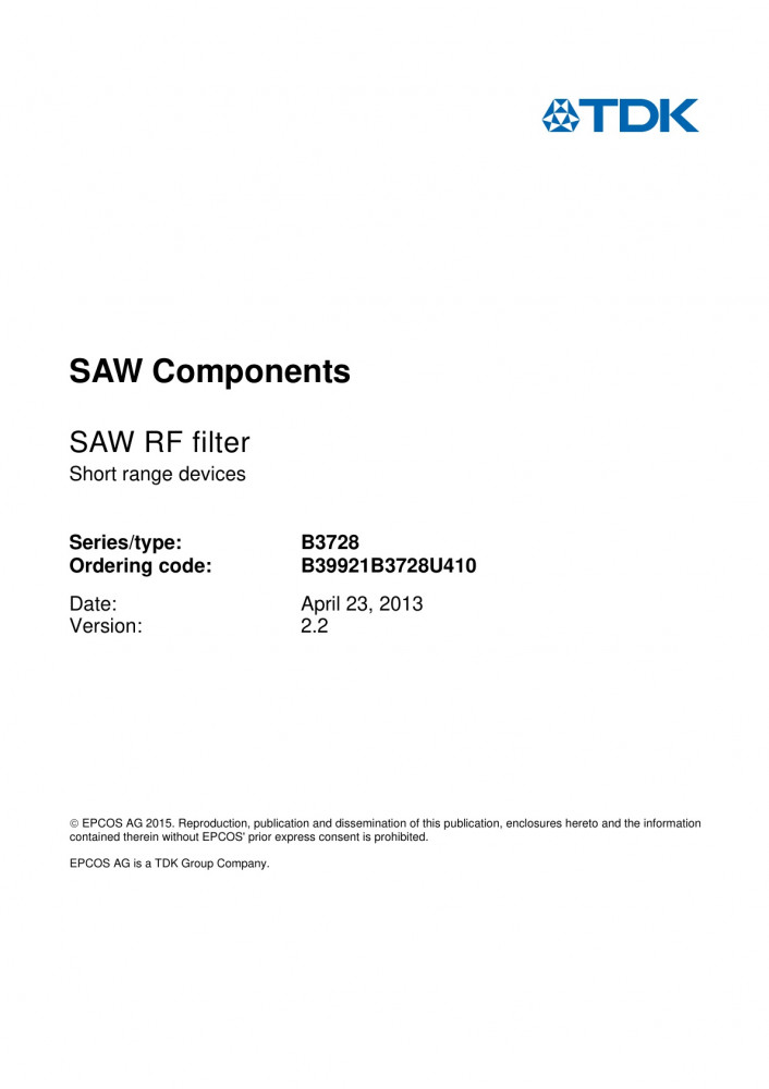 B3728 datasheet page 1