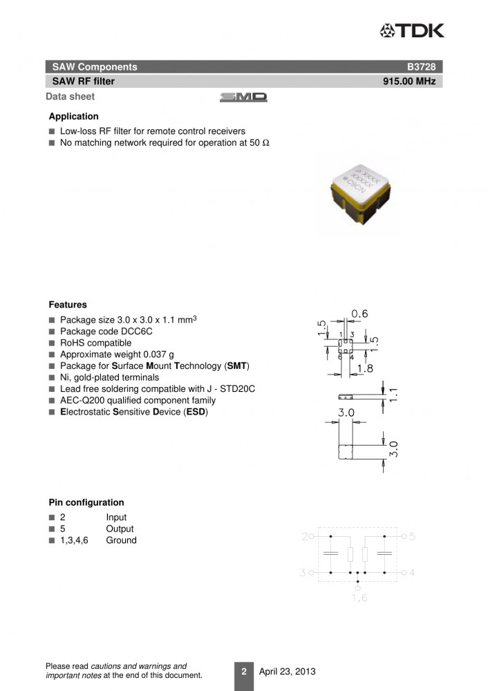 B3728 datasheet page 2