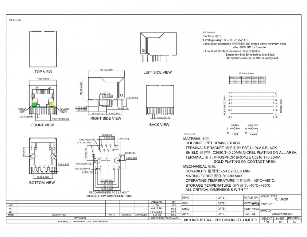 X01AB035BA2AD technical drawing page