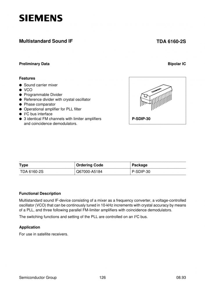 TDA6160-2S datasheet page 1
