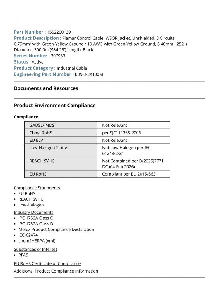 Technical document image 1 for MOLEX 1552200139