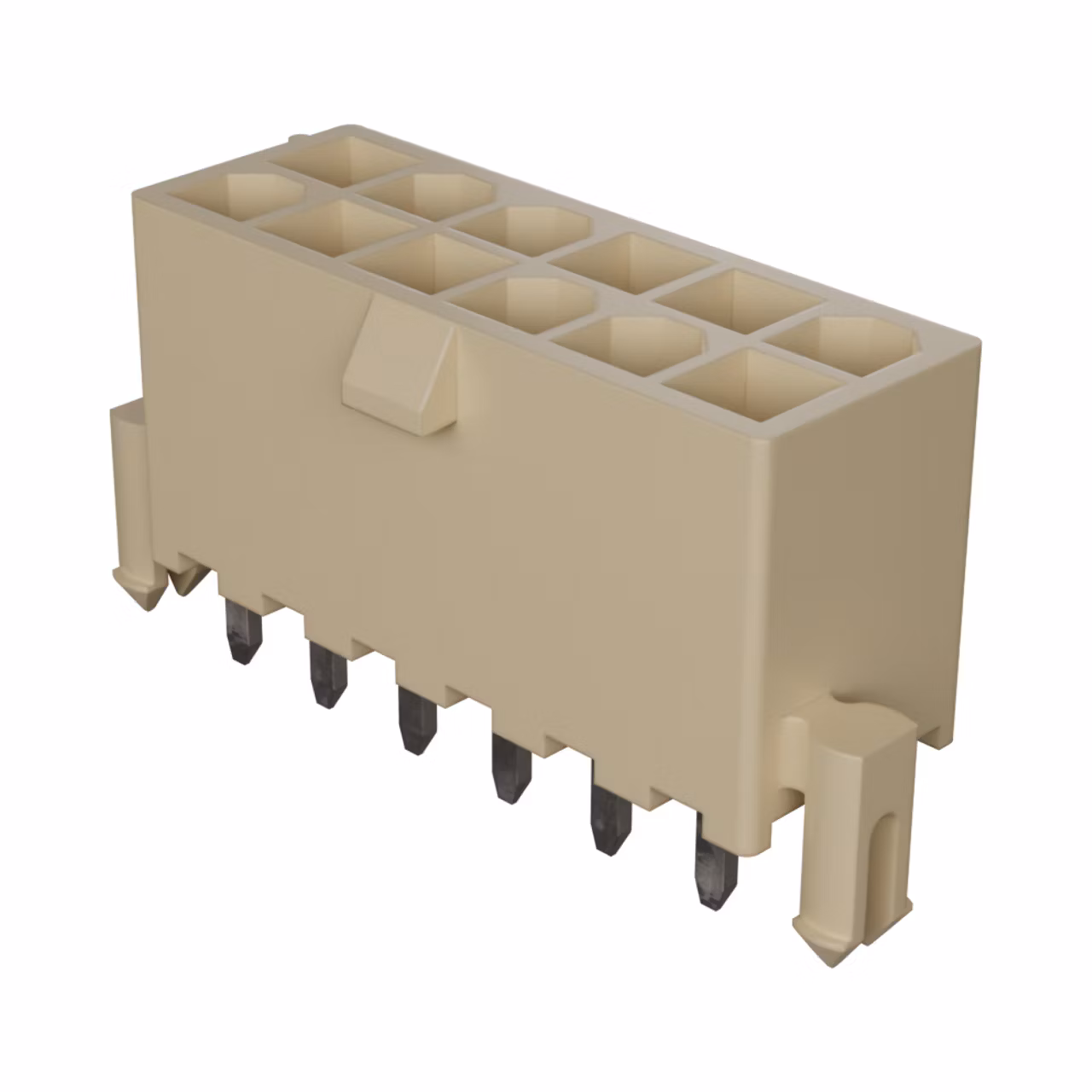 Mini-Fit HCS Header, 4.20mm Pitch, Dual Row, Vertical, with Snap-in Plastic Peg PCB Lock, 12 Circuits, Nylon 6/6 94V-0, Matte Tin (Sn) Plating, without Drain Holes for sale