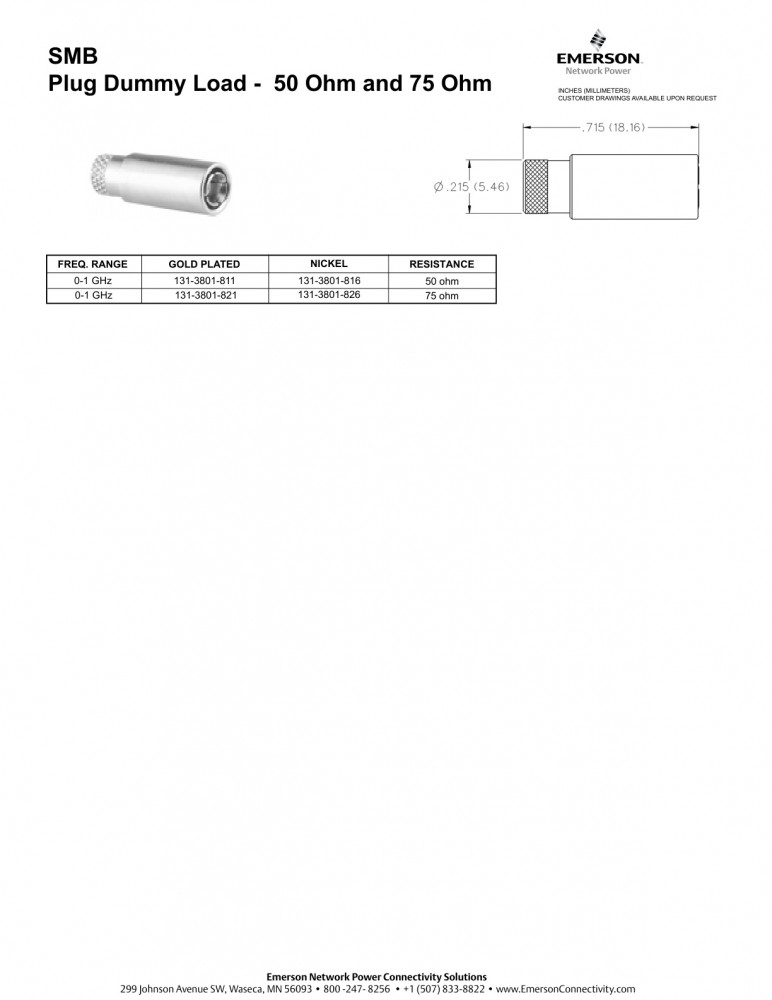 Bel Fuse SMB dummy load specification page 1
