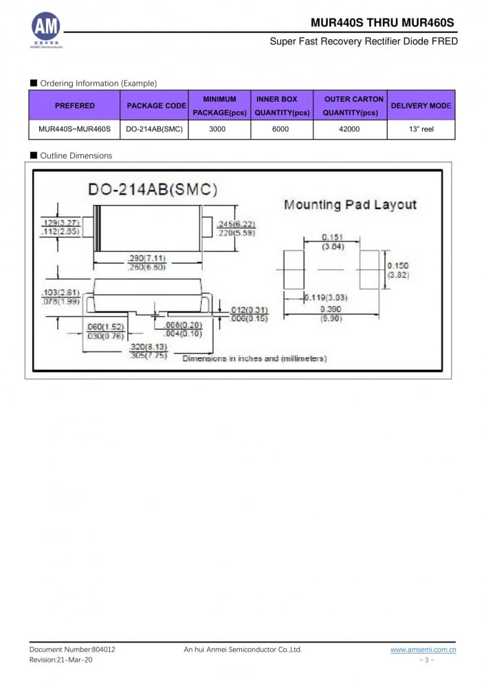 MUR460S datasheet page 3