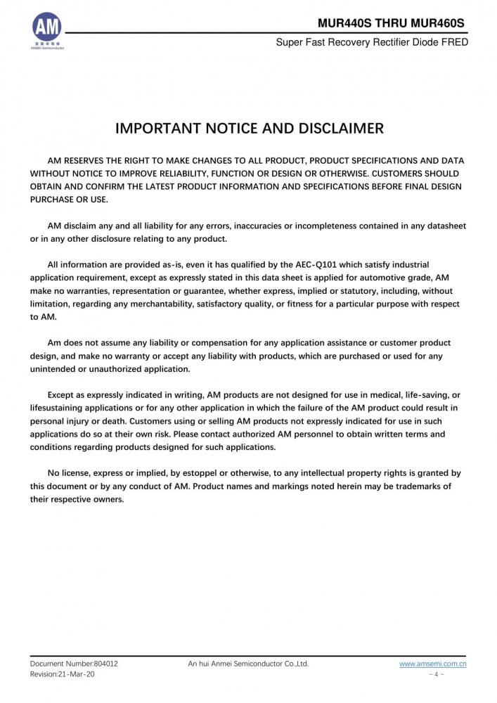 MUR460S datasheet page 4