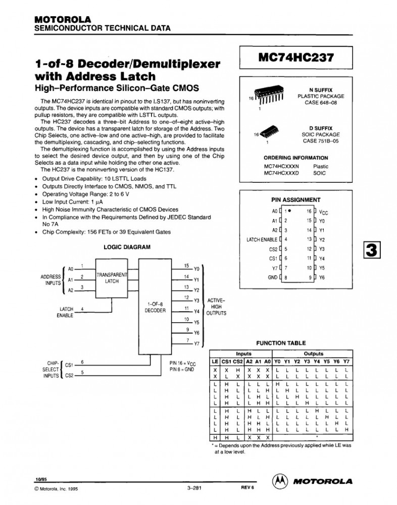 MC74HC237N datasheet page 2