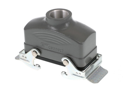 Heavy-Duty Standard (STD) Double Lever Coupler, Die-cast Aluminum, with 2 Levers, Top Entry, with Gasket, Size 16B «77x27», Extended M25 Thread,  Grey for sale