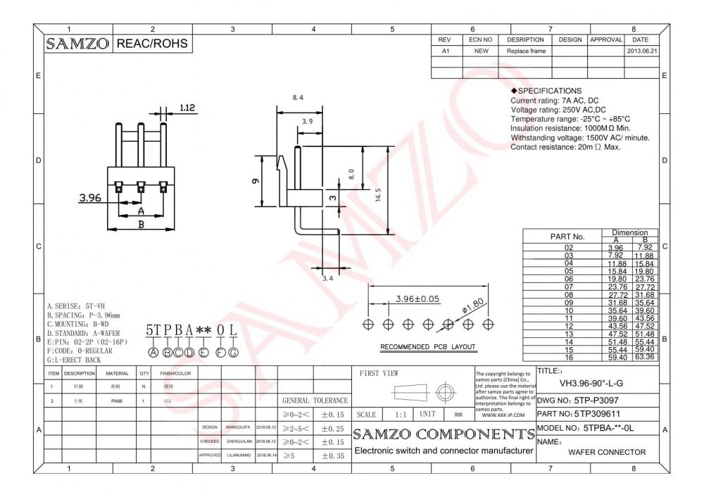 SAMZO 5TPBA020L technical drawing