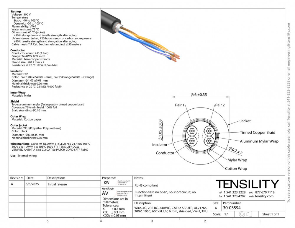 Tensility International 30-03594 product drawing preview