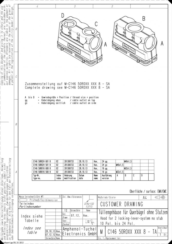 Amphenol C146 50R024 601 8 customer drawing