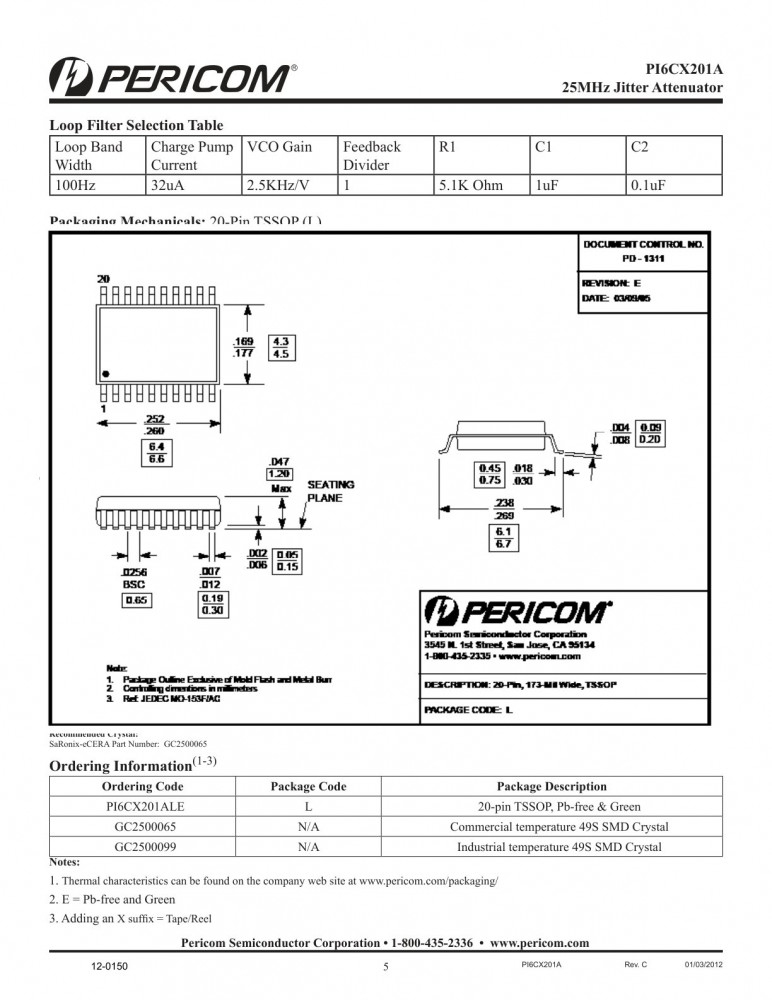 PI6CX201ALE datasheet page 5