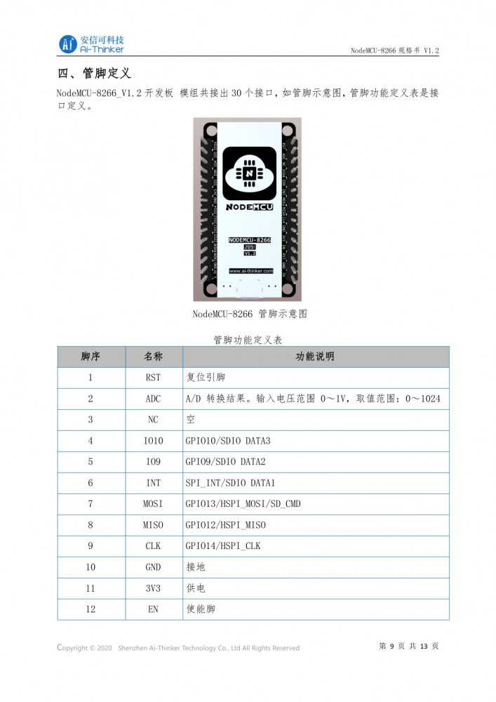 NODEMCU(12F) datasheet page 9