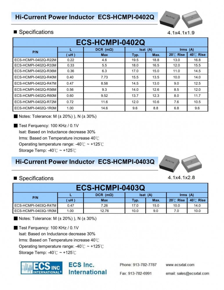 ECS-HCMPI power inductor datasheet page 2