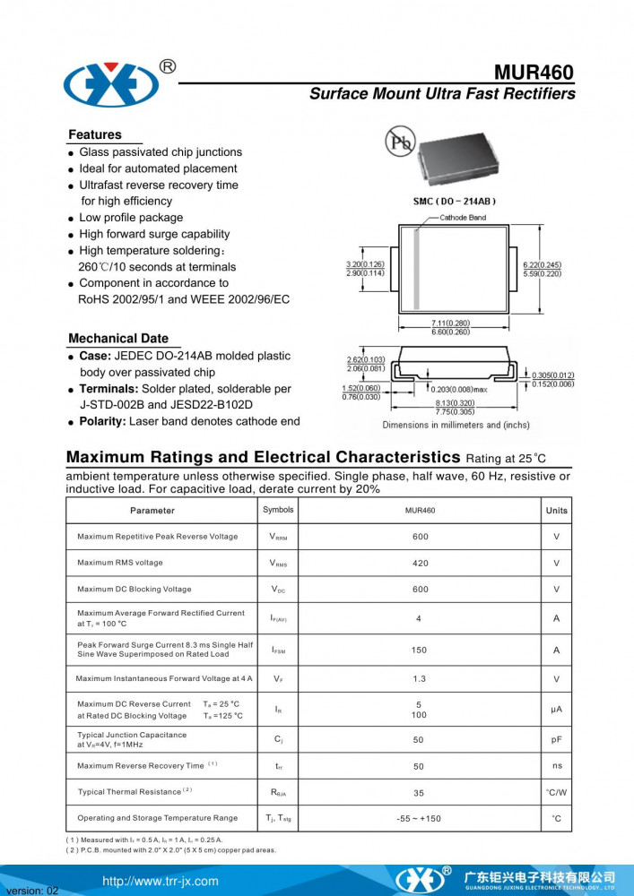 MUR460-SMC datasheet page 1