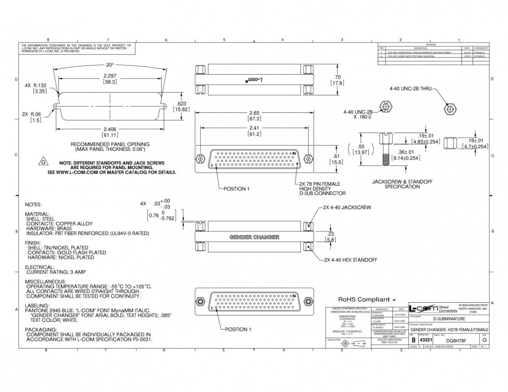 L-com DGBH78F technical drawing