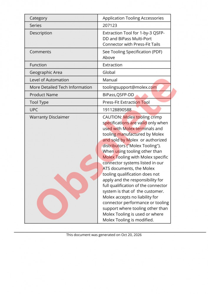 MOLEX 2001991340 tooling document, page 2