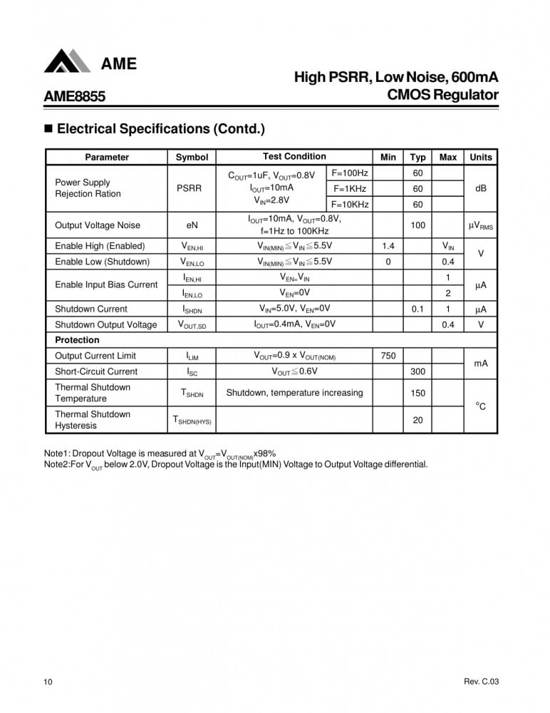 AME8855 datasheet page 10