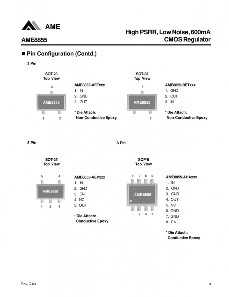 AME8855 datasheet page 3