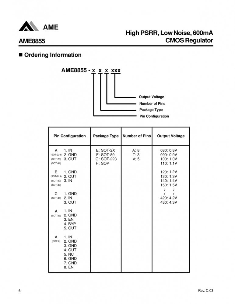 AME8855 datasheet page 6