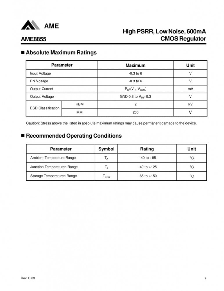 AME8855 datasheet page 7