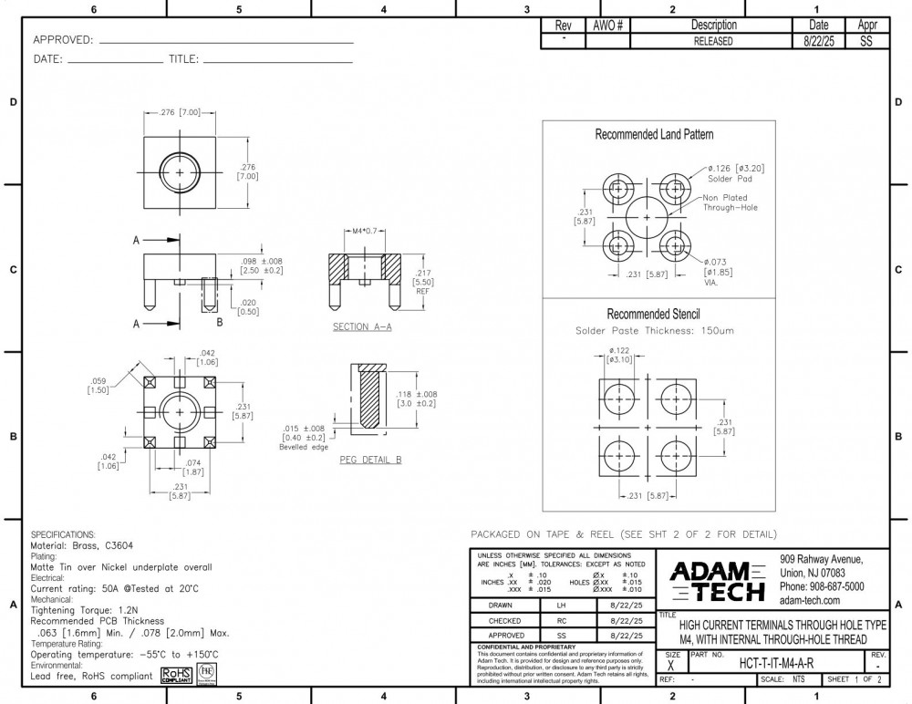 HCT-T-IT-M4-A-R technical drawing, page 1