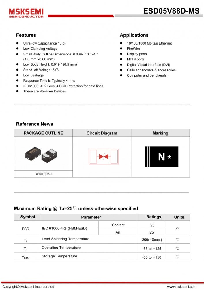 ESD05V88D-MS datasheet page 2