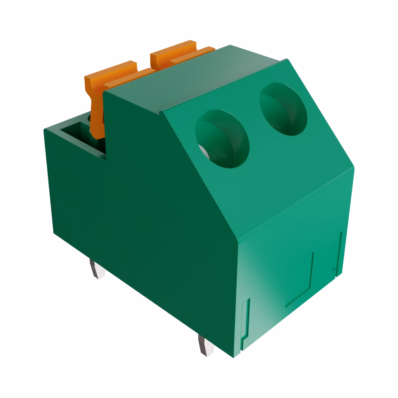 5.08mm Pitch, Eurostyle Fixed-Mount Push-Button Terminal Block, 45° Standard, 8A, 22-16 AWG, Green, 2 Circuits for sale