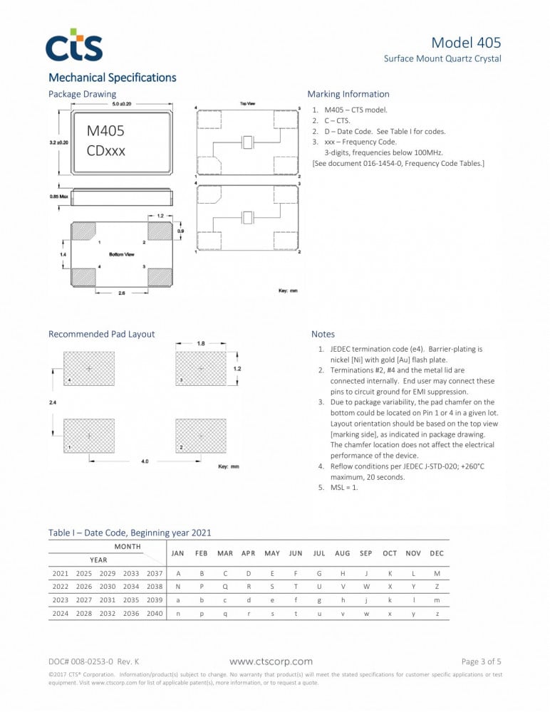 CTS Model 405 datasheet page 3