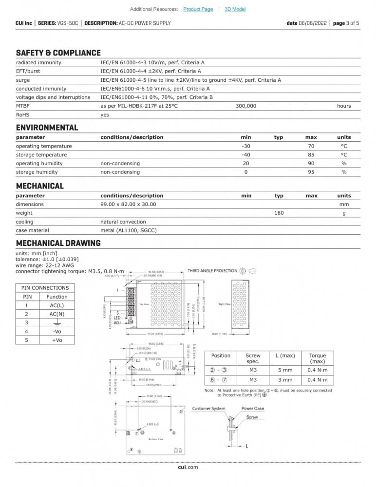 CUI VGS-50C series datasheet page 3