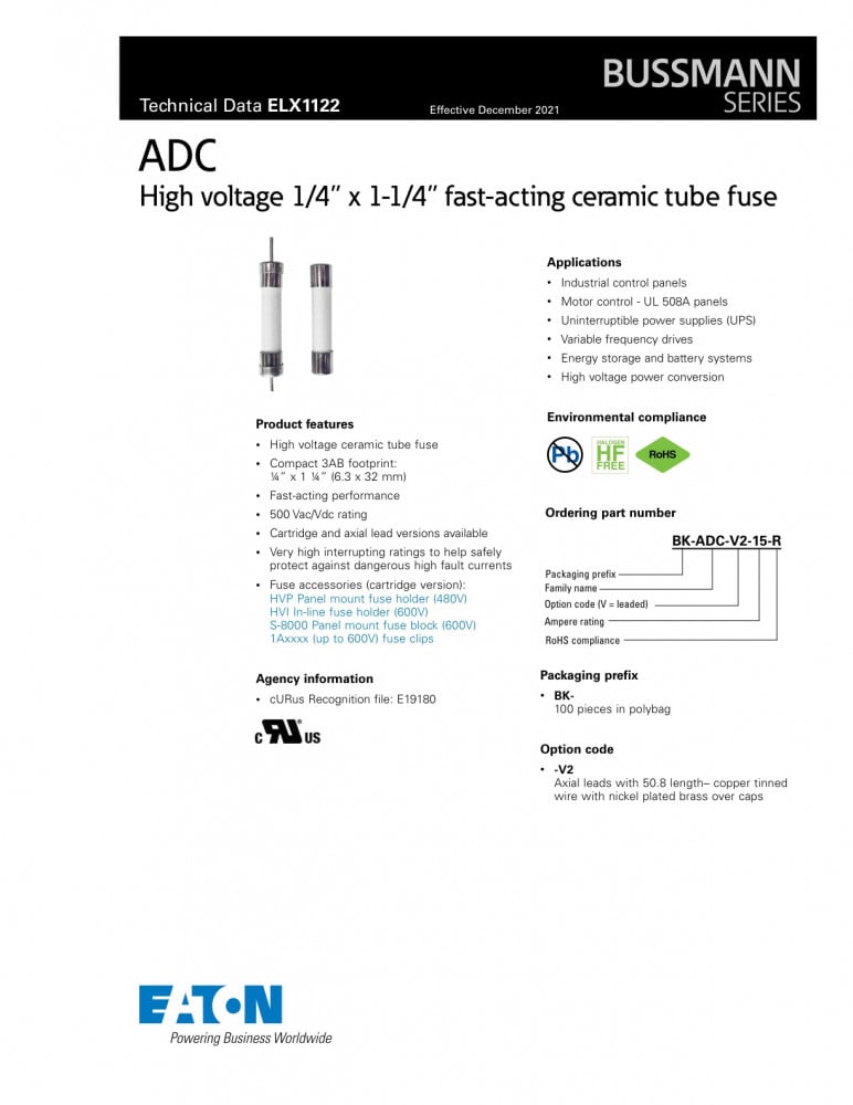 EATON BK-ADC-V2-15-R datasheet page 1