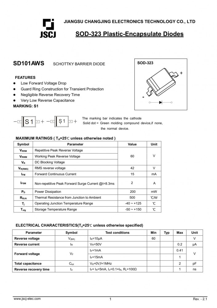 SD101AWS datasheet page 1