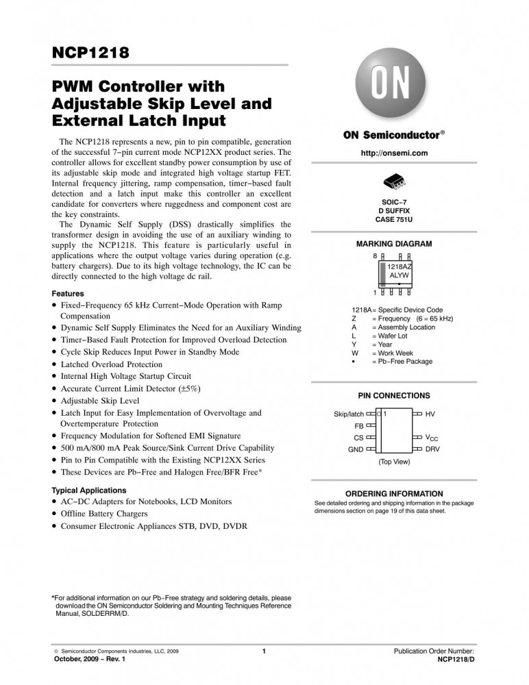 NCP1218 document page 1