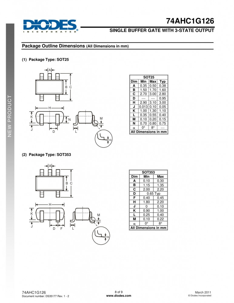 74AHC1G126SE-7 datasheet page 8