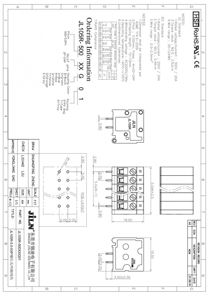 JL105R-50002G01 technical document preview